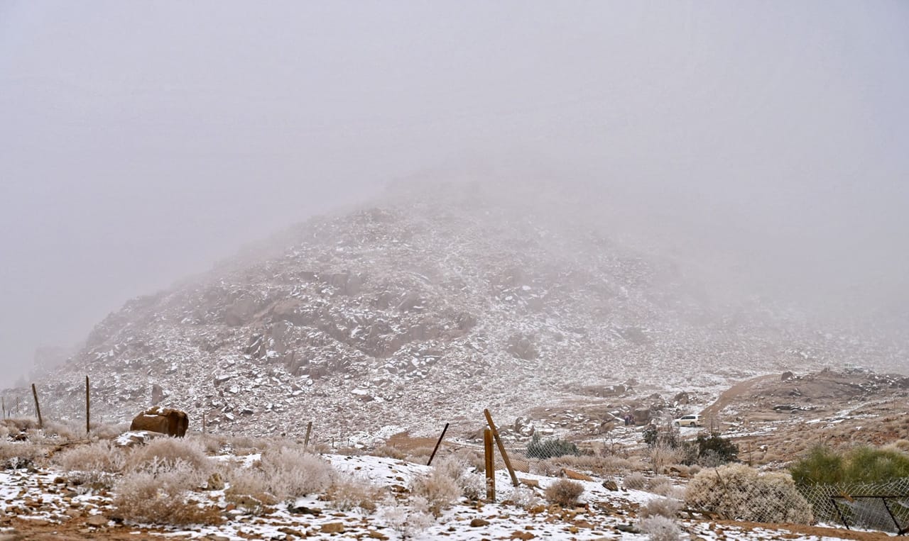 Snowfall In Saudi Arabian Desert: Historic Winter Scene